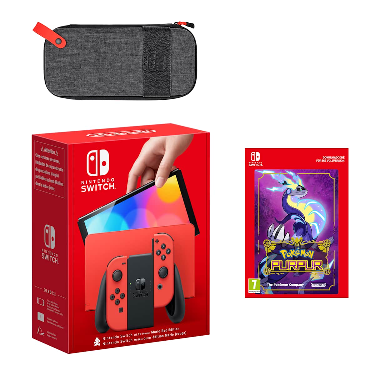 Nintendo Switch – OLED-Modell Mario-Edition (rot) + Pokémon Purpur Pack ...