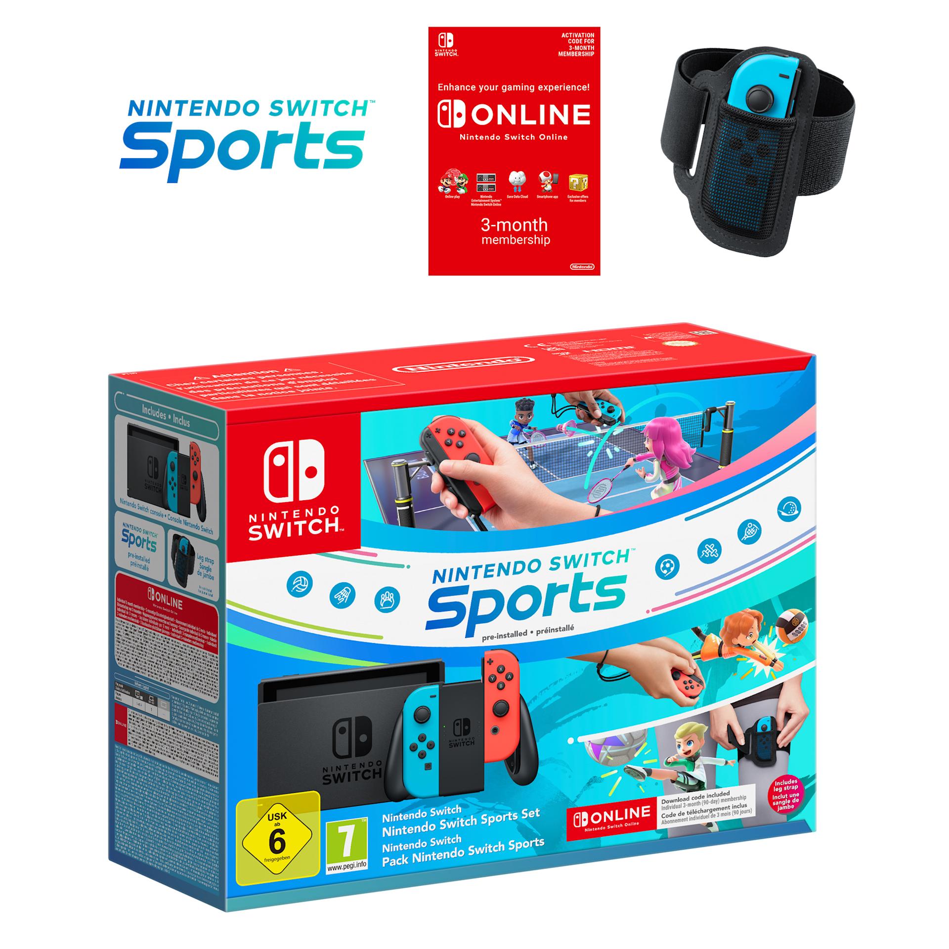 Nintendo Switch Console (Neon Blue/Neon Red) Nintendo Switch Sports Set ...