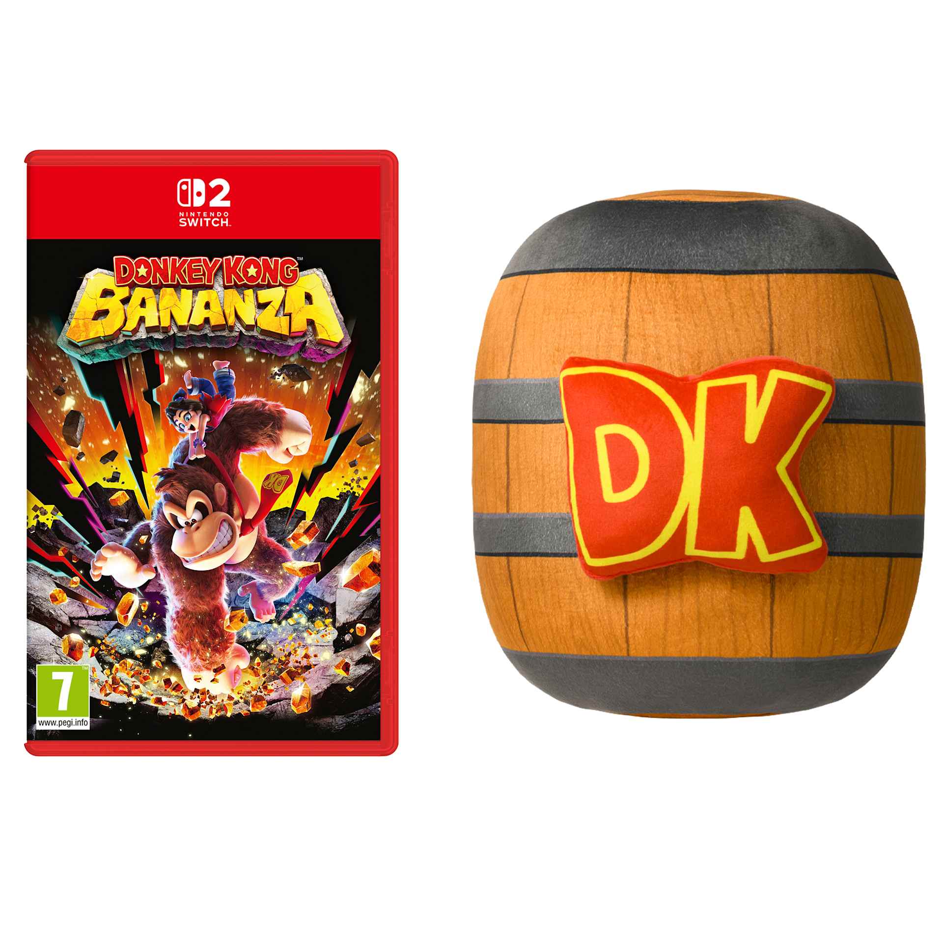 Donkey Kong Bananza + Donkey Kong DK Barrel Cushion - My Nintendo Store