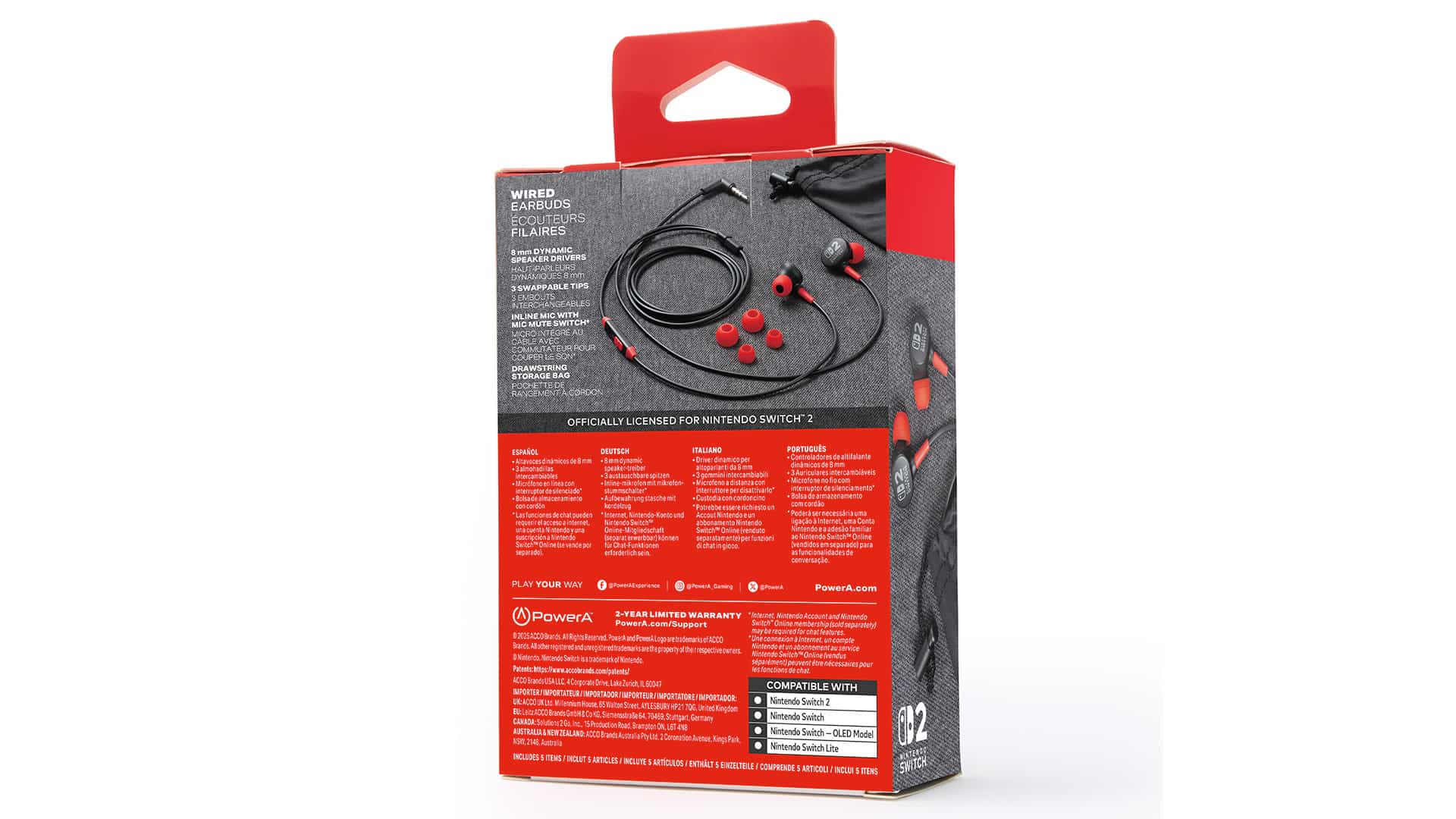 Wired Earbuds for Nintendo Switch 2 – Black - My Nintendo Store
