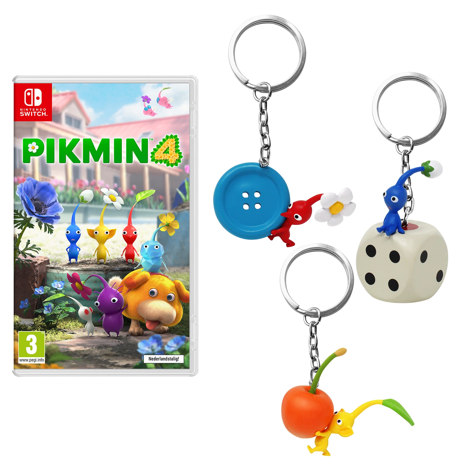 Bundel met Pikmin 4 + set van 3 sleutelhangers - My Nintendo Store