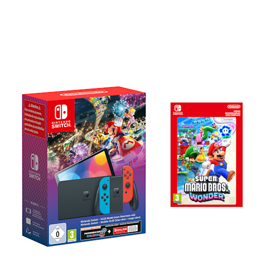 Conjunto Nintendo Switch Modelo Oled Azul Néon Vermelho Néon