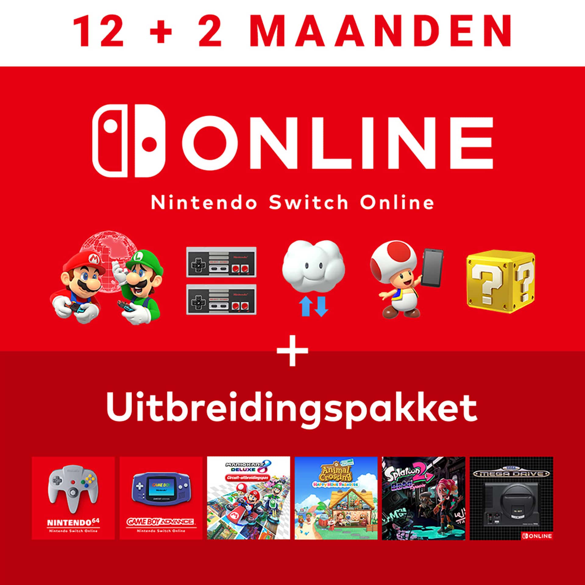 Lidmaatschap van 12 maanden (plus 2 extra maanden) voor Nintendo Switch ...