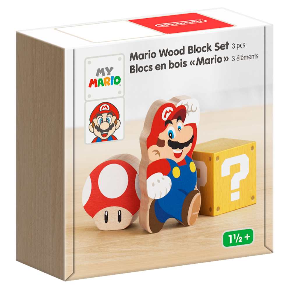 Set de bloques de madera – Mario (3 piezas) - My Nintendo Store