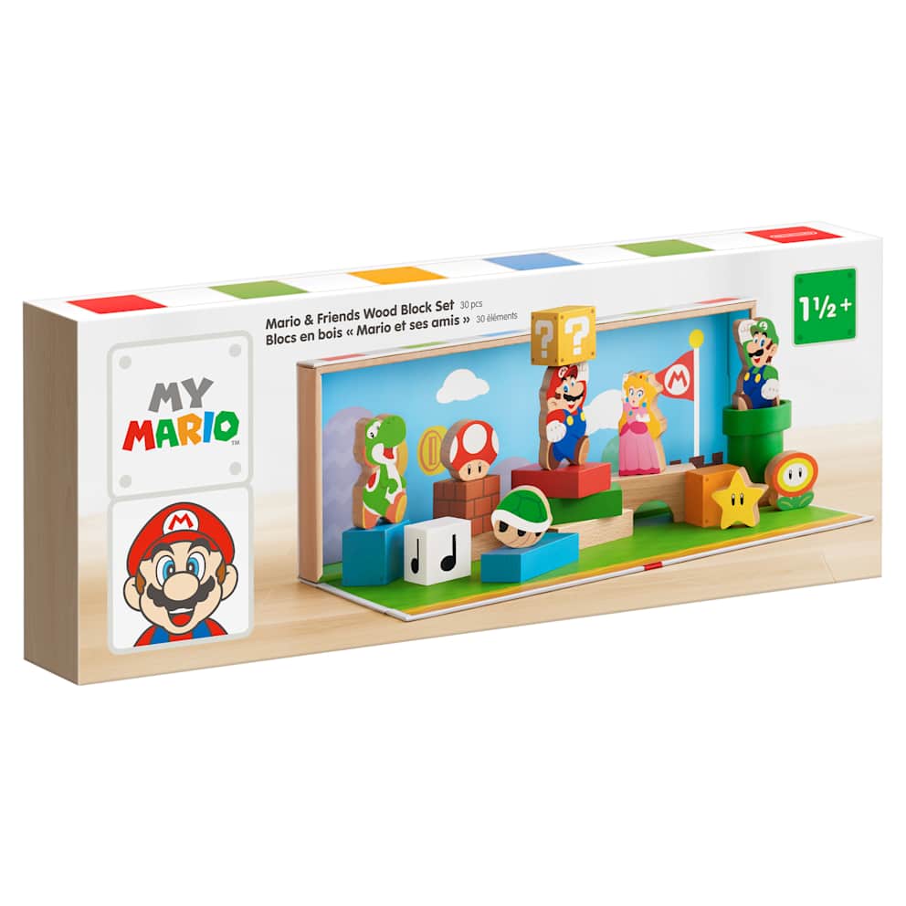 Set de bloques de madera – Mario y amigos (30 piezas) - My Nintendo Store