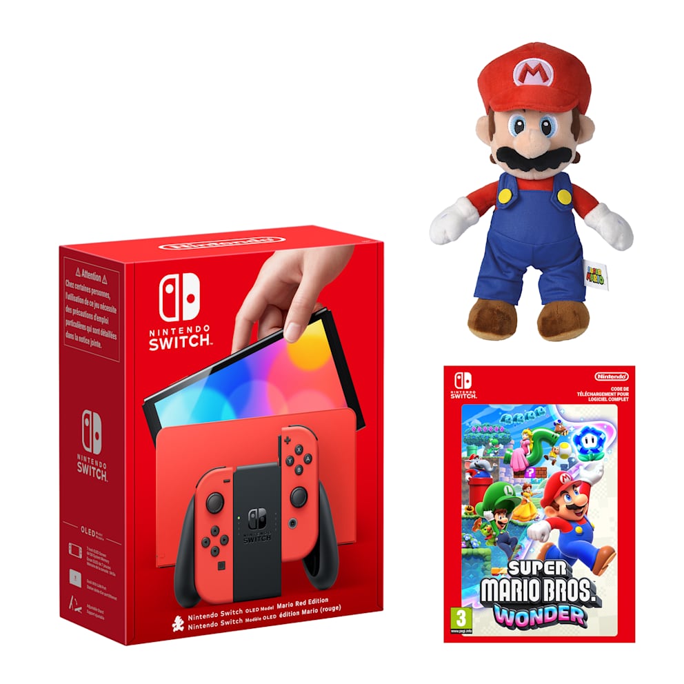 Pack Nintendo Switch – Modèle OLED édition Mario (rouge) + Super Mario ...