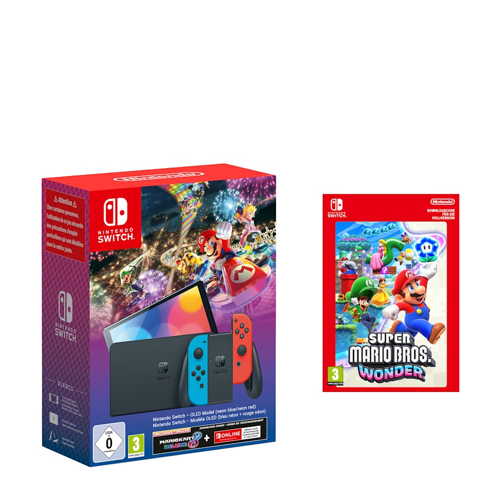 Nintendo Switch – OLED-Modell (Neon-Blau/Neon-Rot) + Mario Kart 8 ...