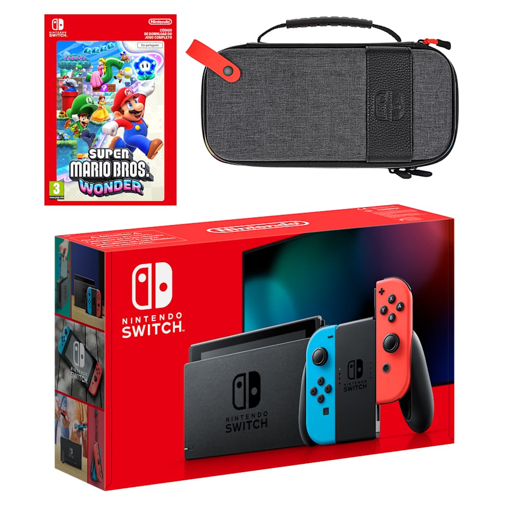 Conjunto Nintendo Switch (azul neón/vermelho neón) Super Mario Bros ...