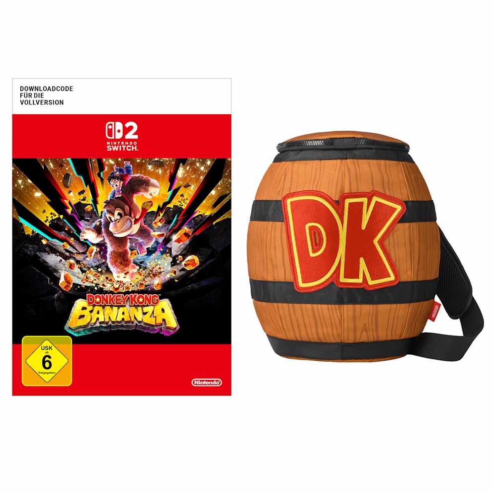 Donkey Kong Bananza + Donkey Kong DK-Fass-Schultertasche - Nintendo Store