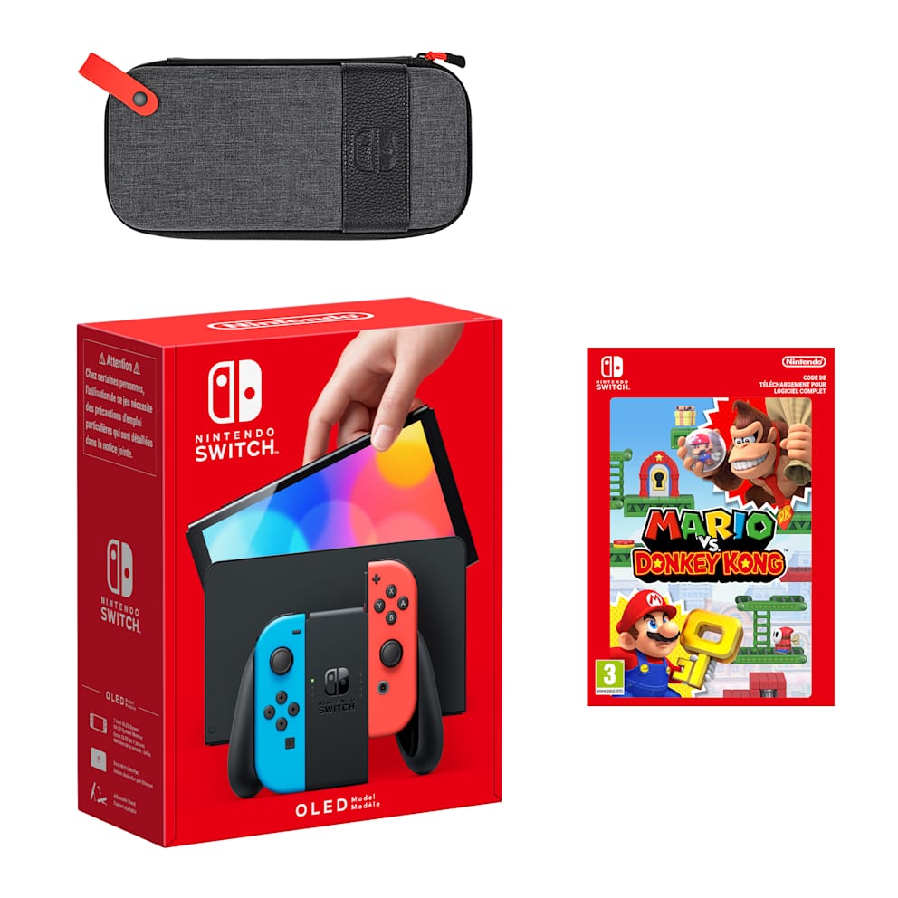 Pack Nintendo Switch – Modèle OLED (bleu néon/rouge néon) Mario vs ...