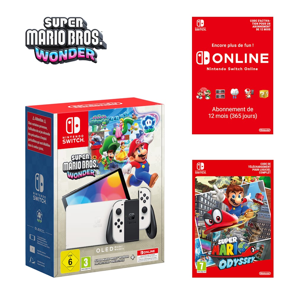 Pack Nintendo Switch – Modèle OLED (blanc) + Super Mario Bros. Wonder ...