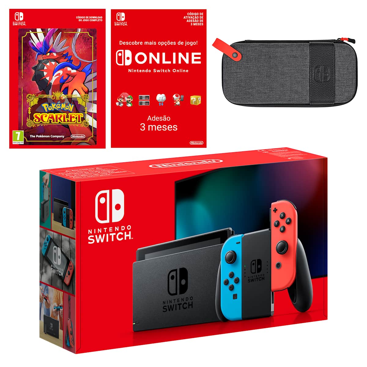 Conjunto Nintendo Switch (azul néon/vermelha néon) Pokémon Scarlet ...