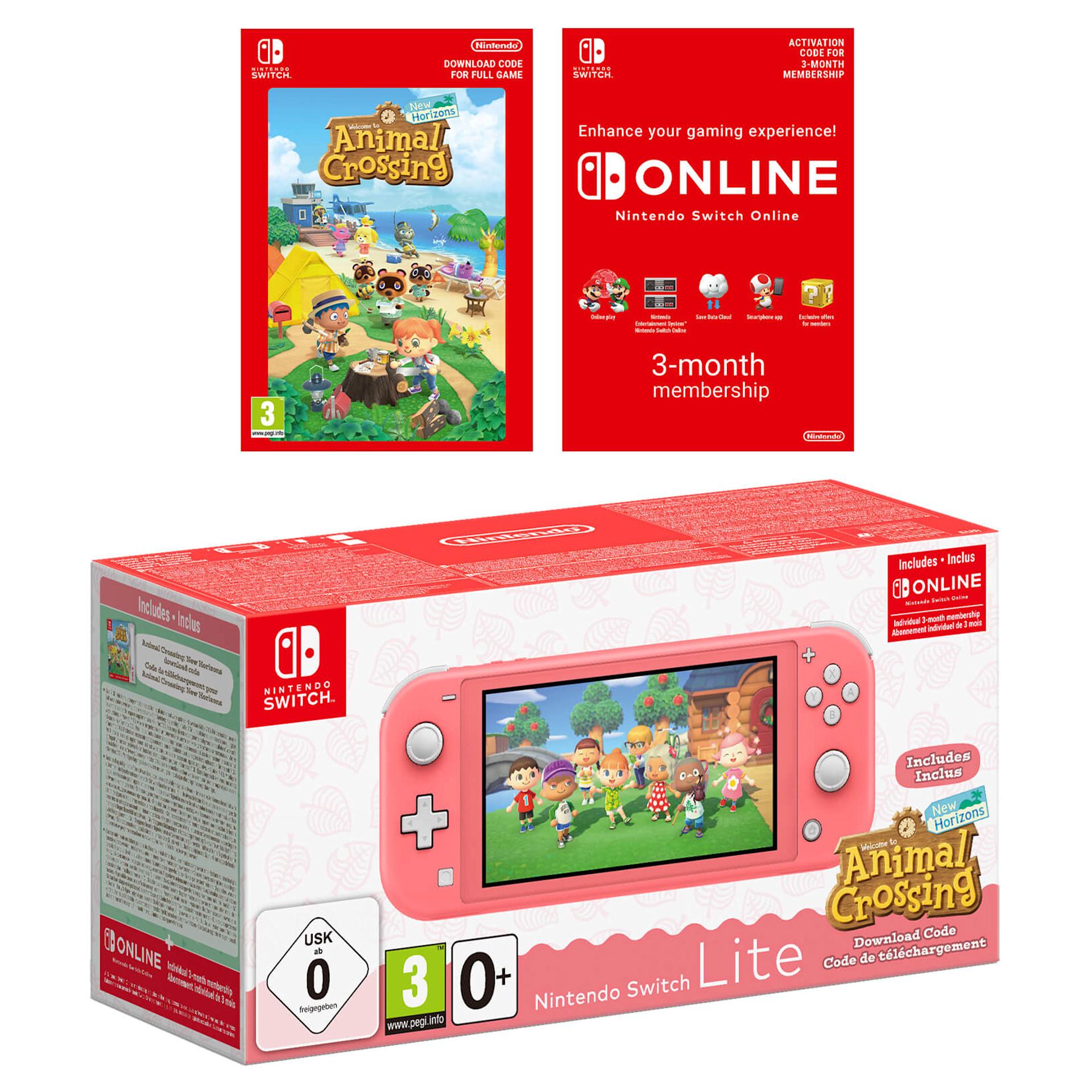 Nintendo Switch Lite (Coral) + Animal Crossing: New Horizons + Nintendo ...