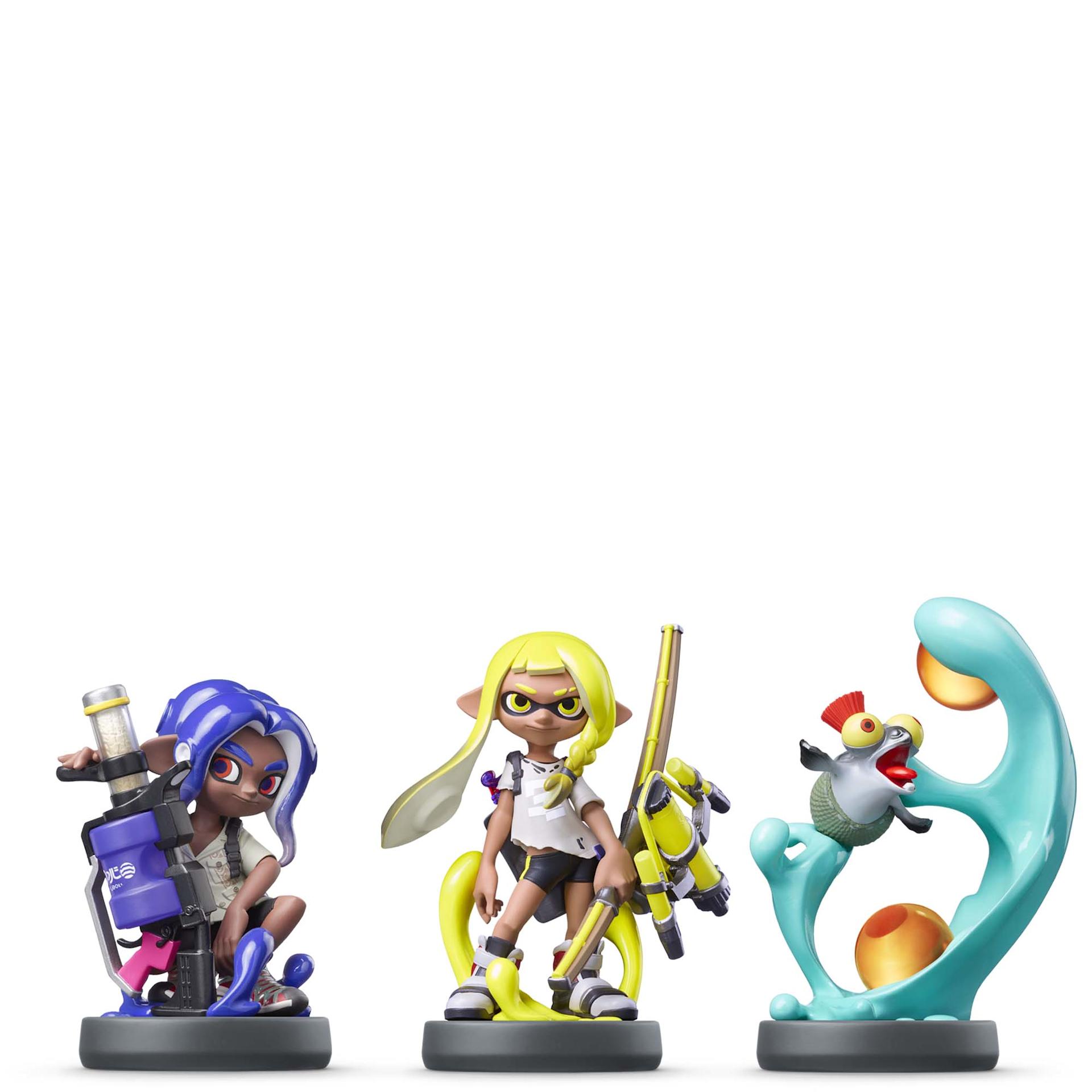 Triopakket Splatoon 3-amiibo: Octoling (blauw), Inkling (geel) en Salmini (Splatoon Collection ...