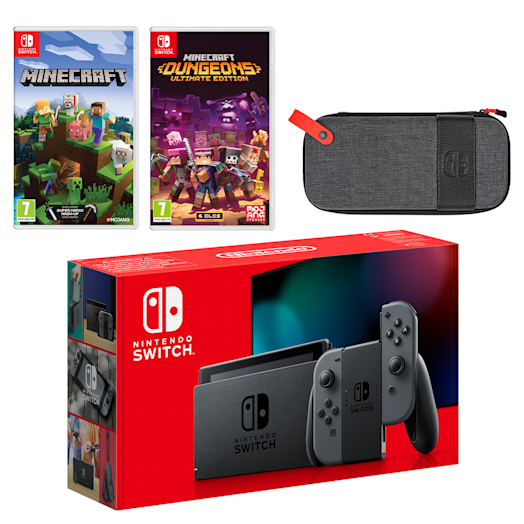 Nintendo Switch (Grey) + Minecraft + Minecraft Dungeons Ultimate ...