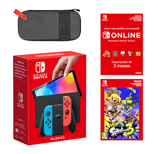Pack Nintendo Switch Modelo Oled Azul Neón Rojo Neón Splatoon 3