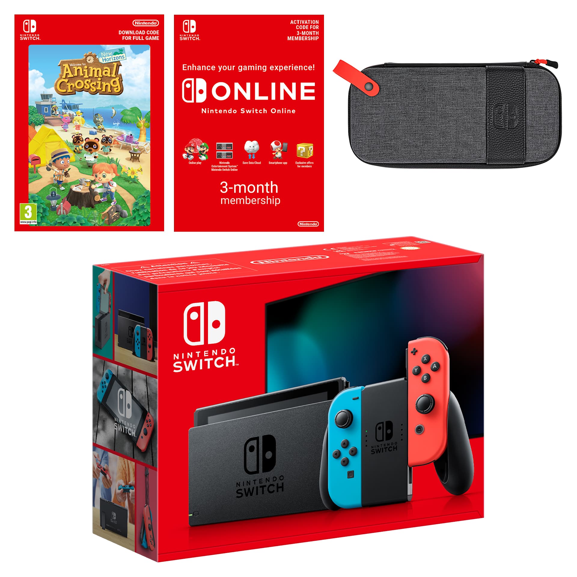 Nintendo Switch (Neon Blue/Neon Red) + Animal Crossing: New Horizons ...