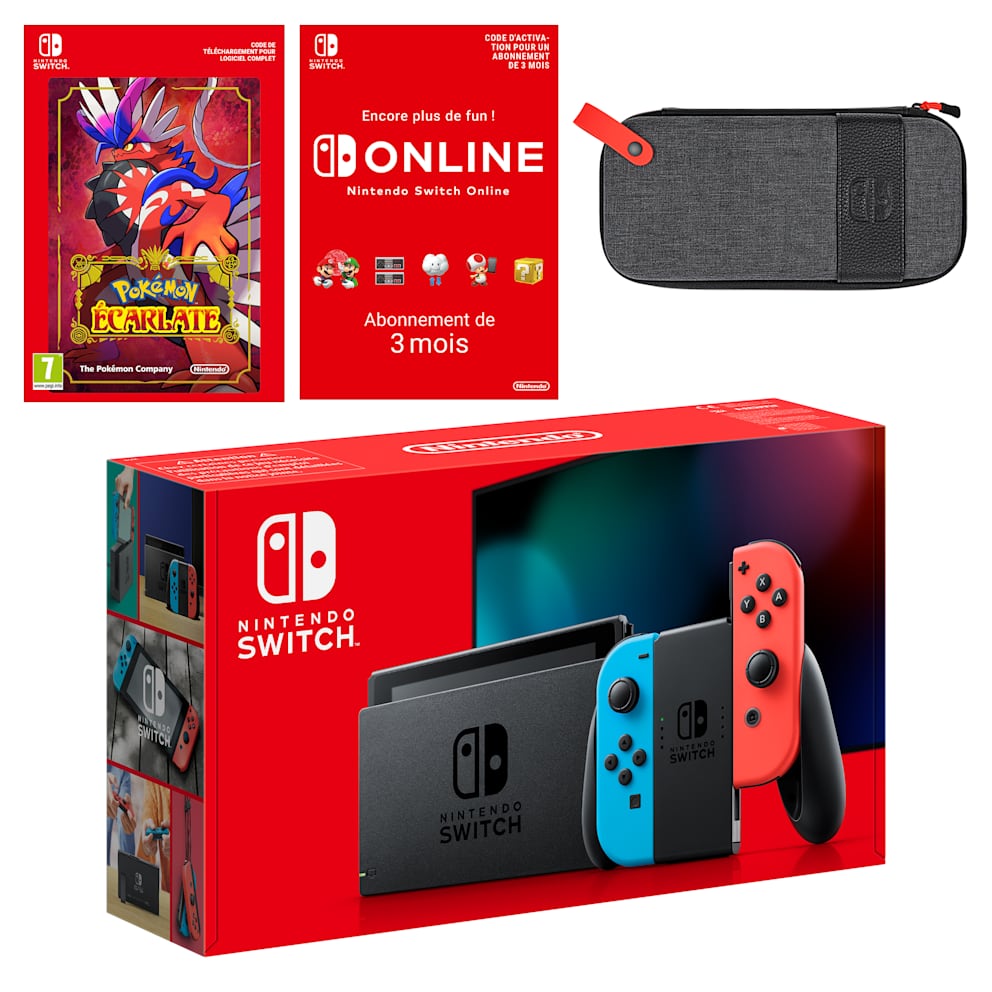 Pack Nintendo Switch (bleu néon/rouge néon) Pokémon Écarlate + Nintendo ...