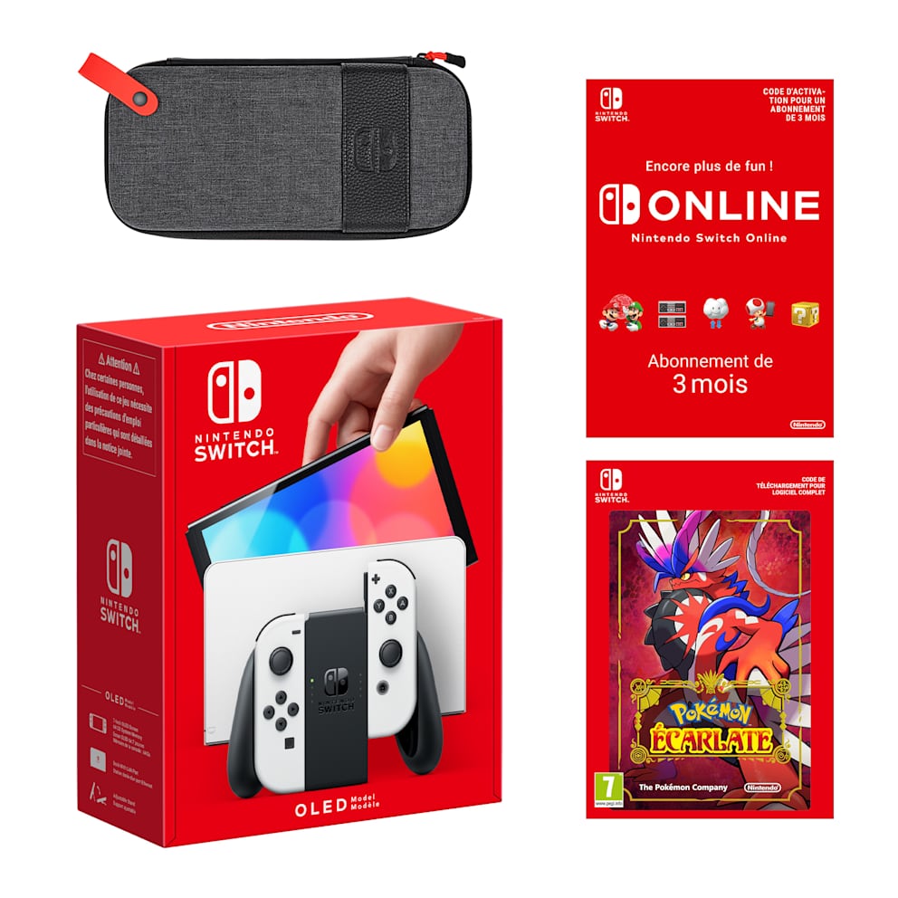 Pack Nintendo Switch – Modèle OLED (blanc) Pokémon Écarlate + Nintendo ...