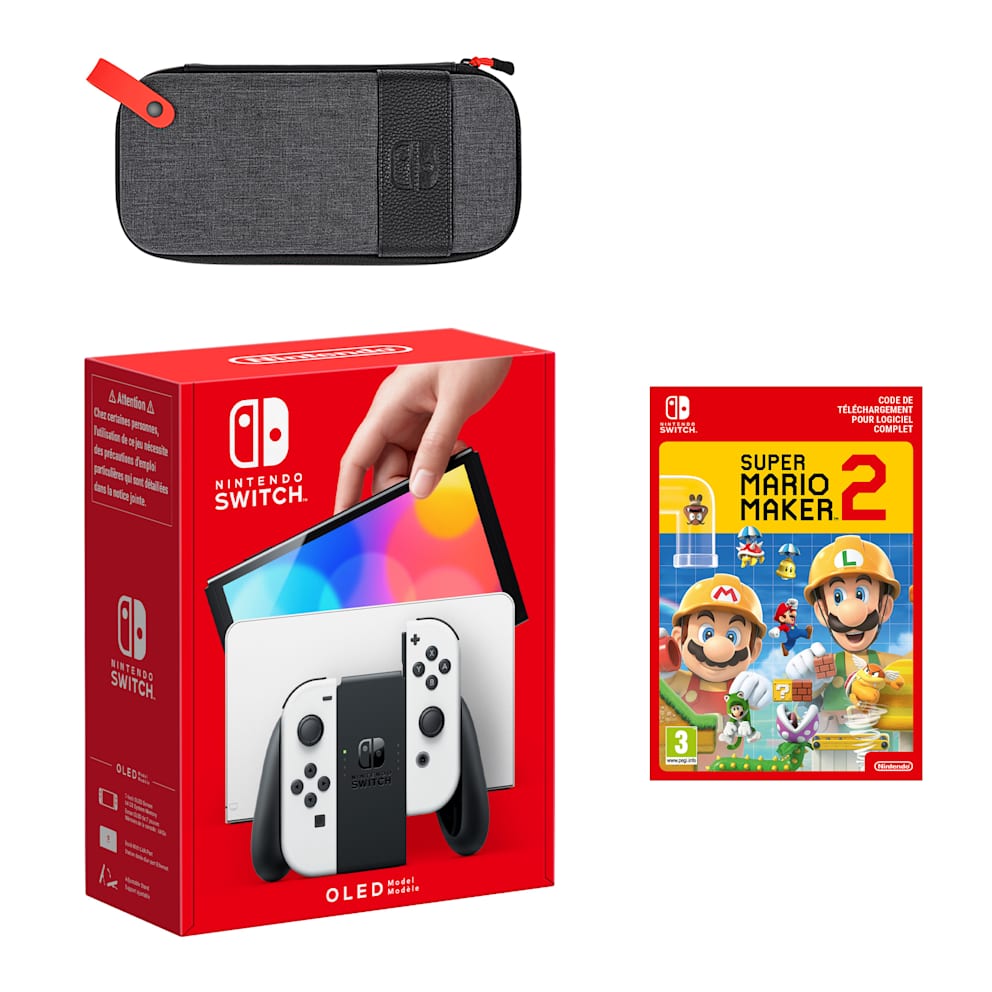 Pack Nintendo Switch – Modèle OLED (blanc) Super Mario Maker 2 - My ...